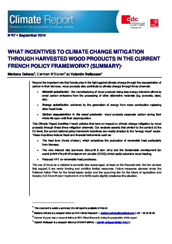What incentives to climate change mitigation through harvested wood ...