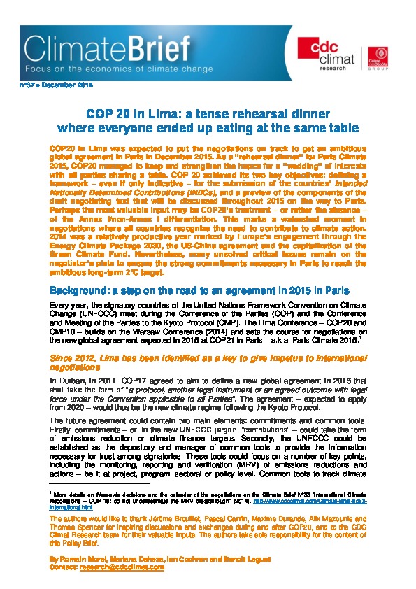 COP 20 in Lima : a tense rehearsal dinner where everyone ended up ...