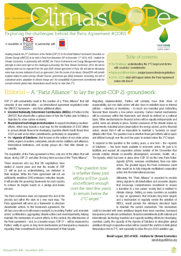 2°C target and states' commitments - I4CE
