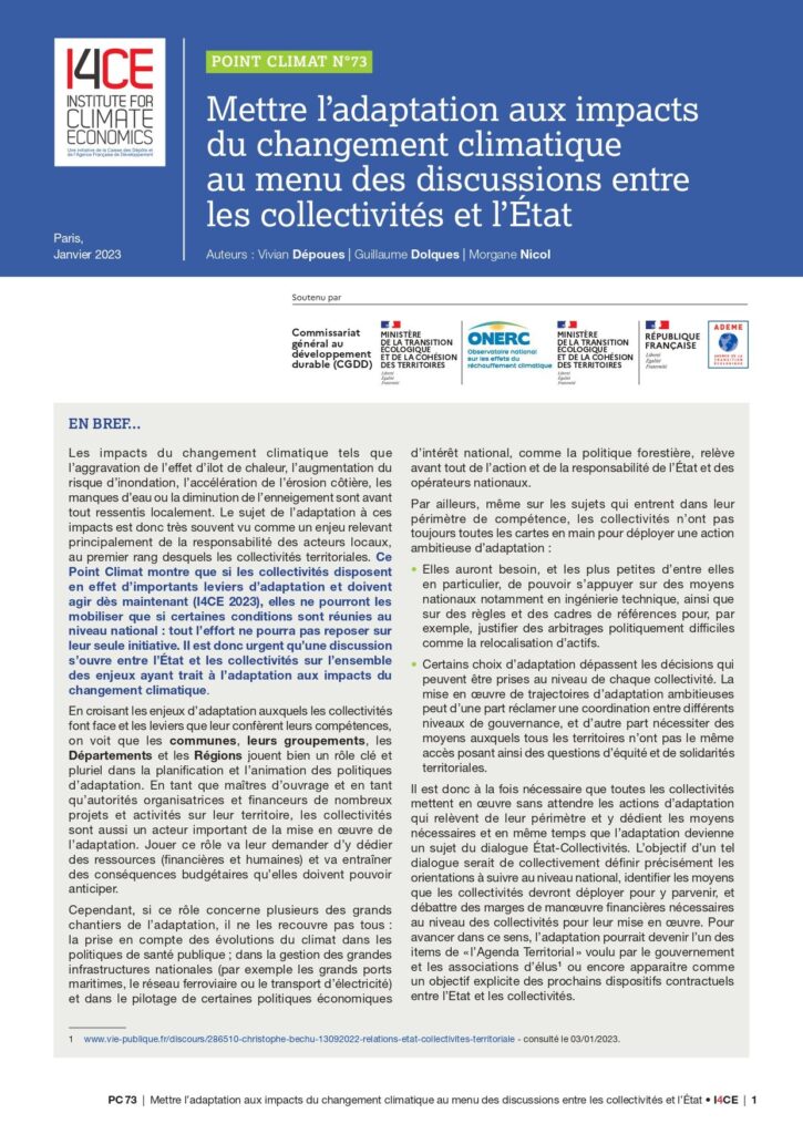 Putting adaptation to the impacts of climate change on the French ...
