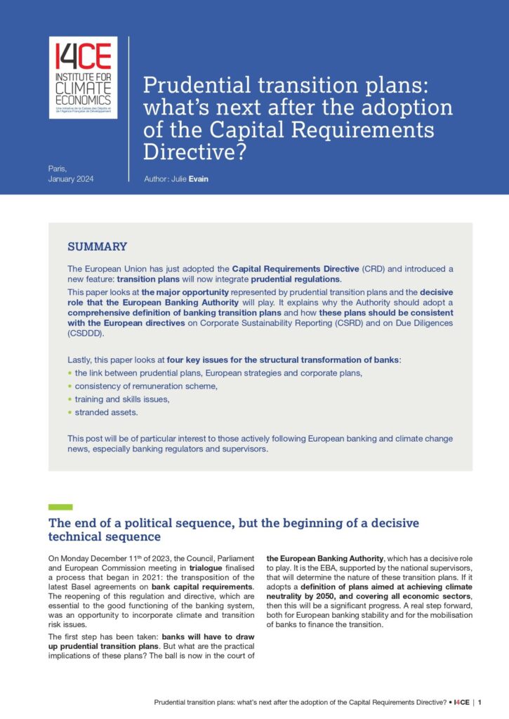Prudential transition plans: what's next after the adoption of the ...