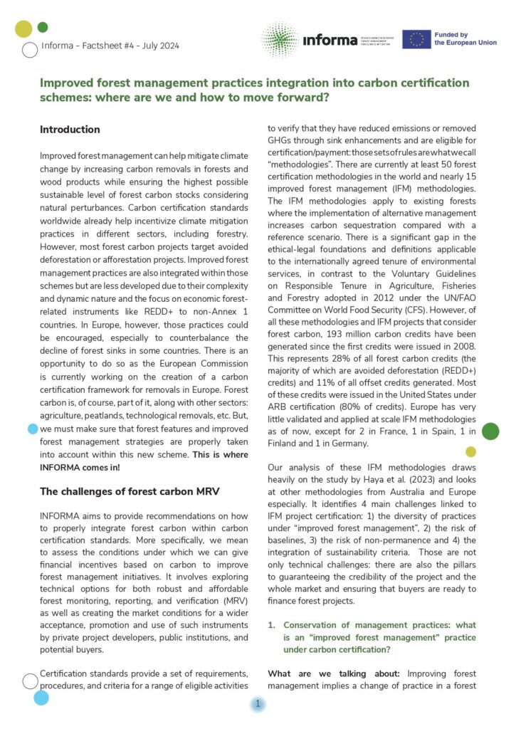 Improved forest management practices integration into carbon ...
